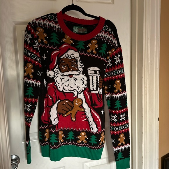 Ugly Christmas Sweater | Sweaters | Ugly Christmas Sweater Black Santa ...